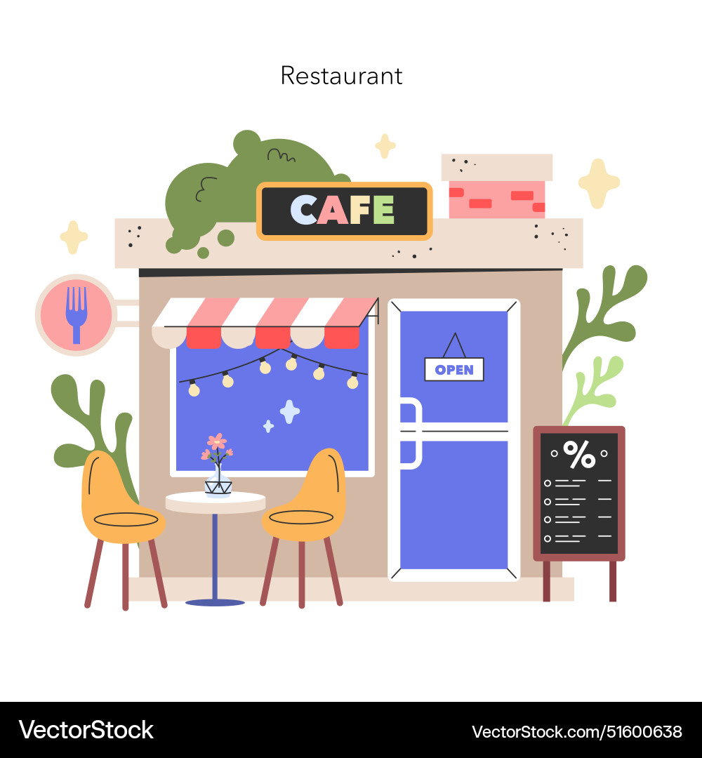 Charming cafe scene a welcoming restaurant facade Vector Image