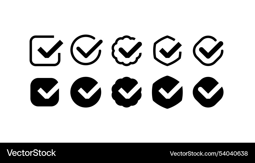 Checkmarks yes check mark icons black simple Vector Image