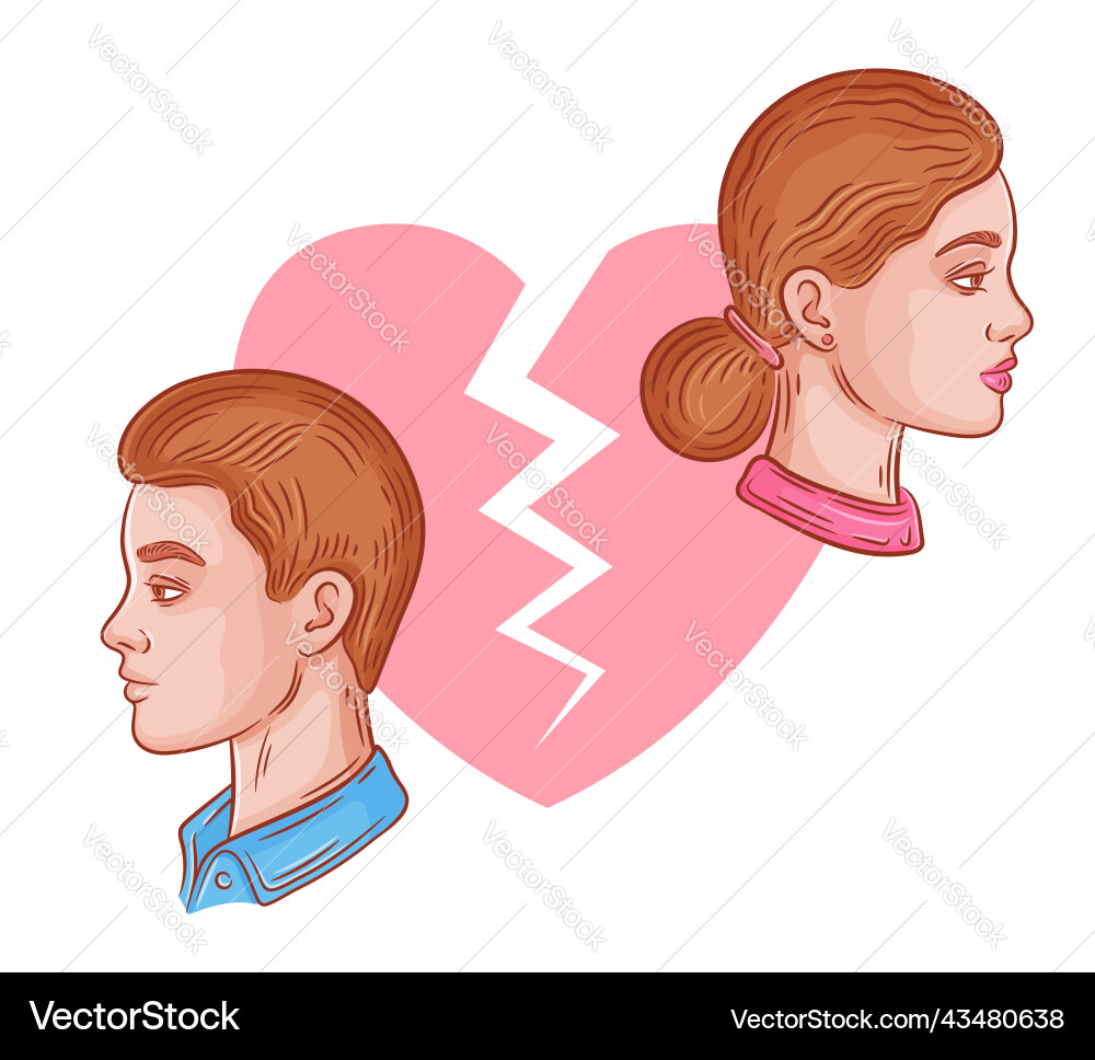 Divorce married couple love relationship break up Vector Image