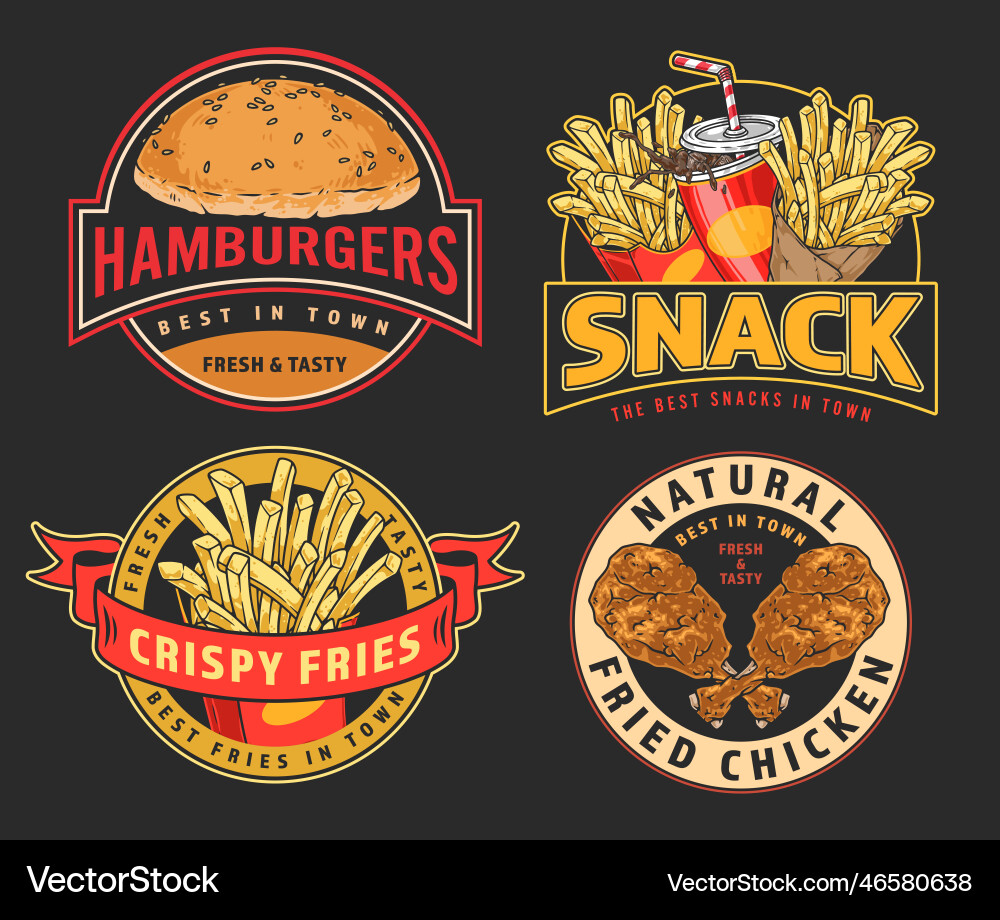 Fast food set colorful flyers Royalty Free Vector Image