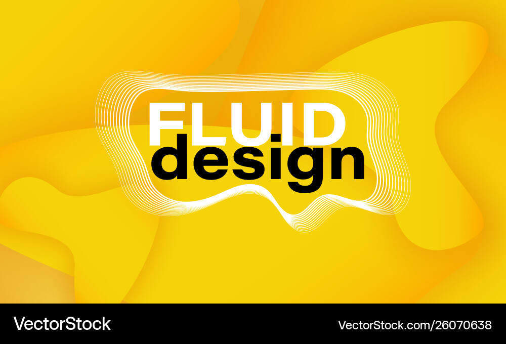 Fluid shapes yellow 3d background Royalty Free Vector Image
