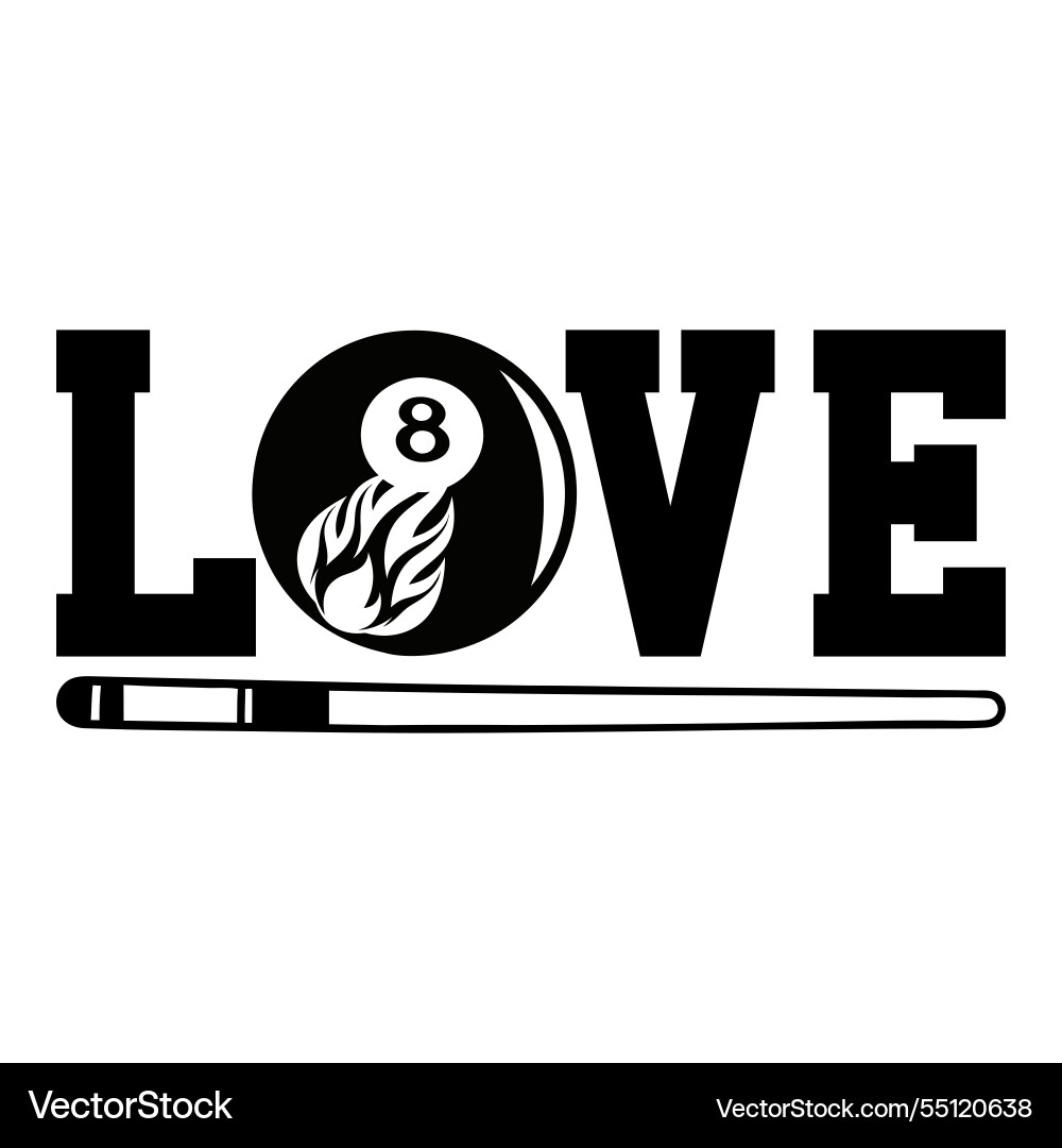 Love billiard t-shirt design Royalty Free Vector Image