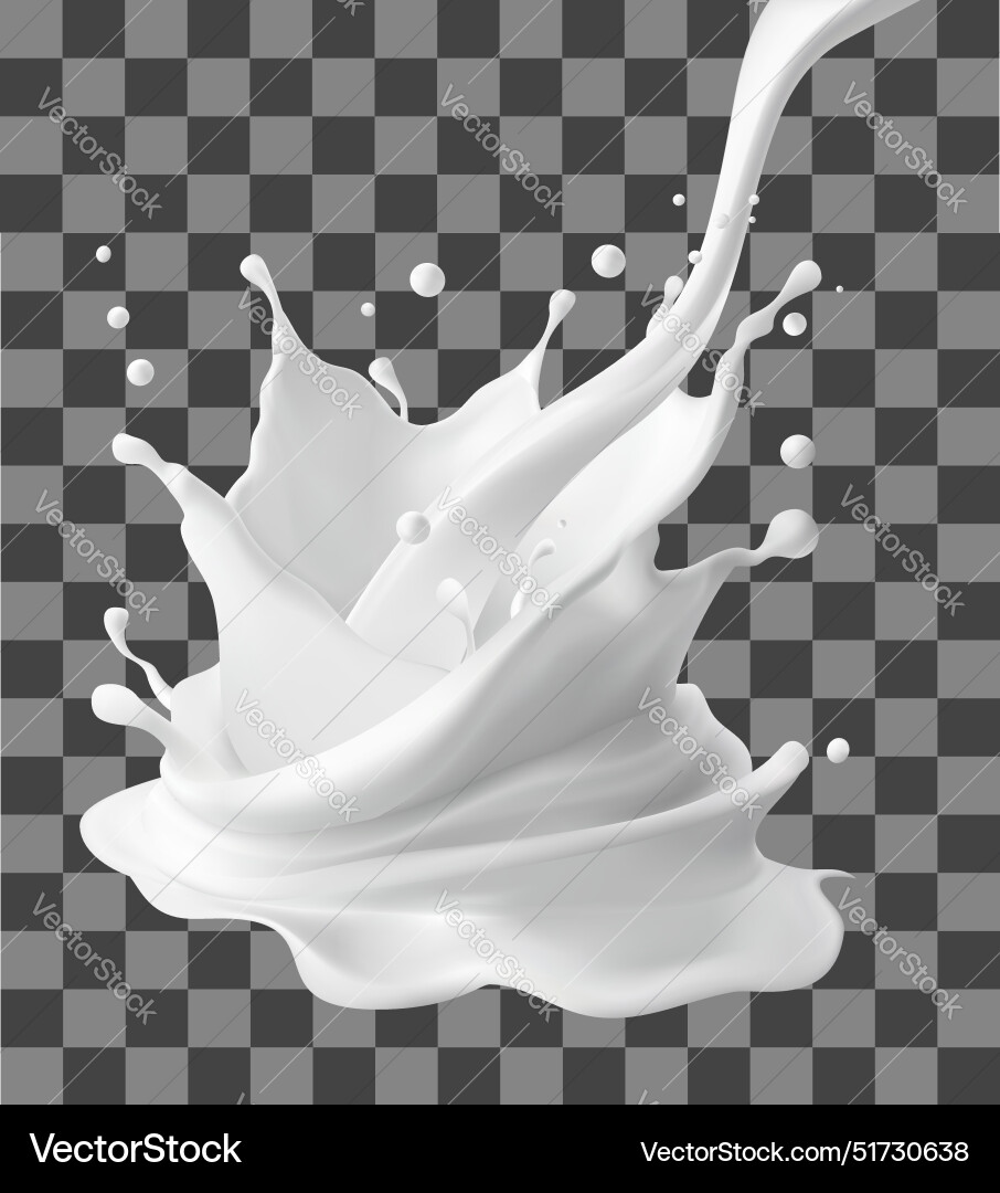Milk splash isolated on transparent background Vector Image