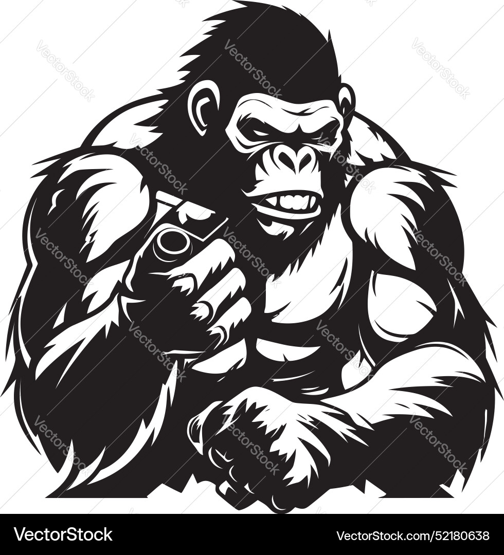 Primate powerplay muscular ape console emblem Vector Image