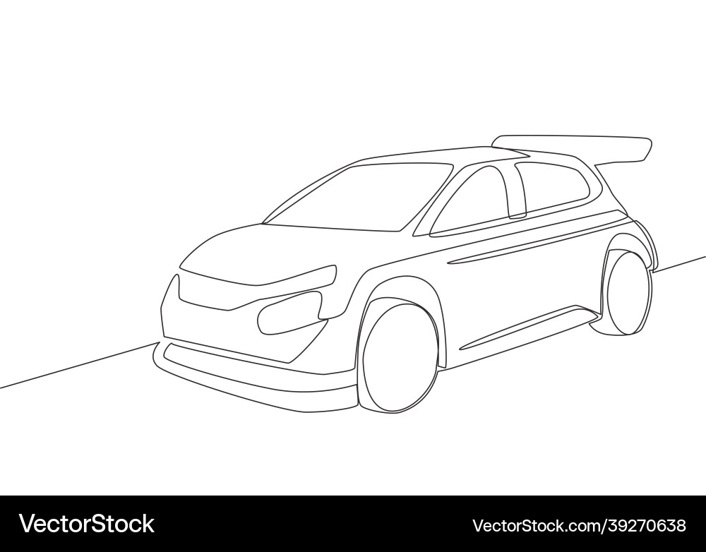 Single Line Rally Car Drawing Royalty Free Vector Image