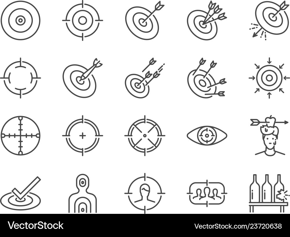 Target line icon set Royalty Free Vector Image