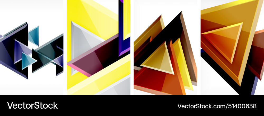 Triangle composition poster background set for Vector Image