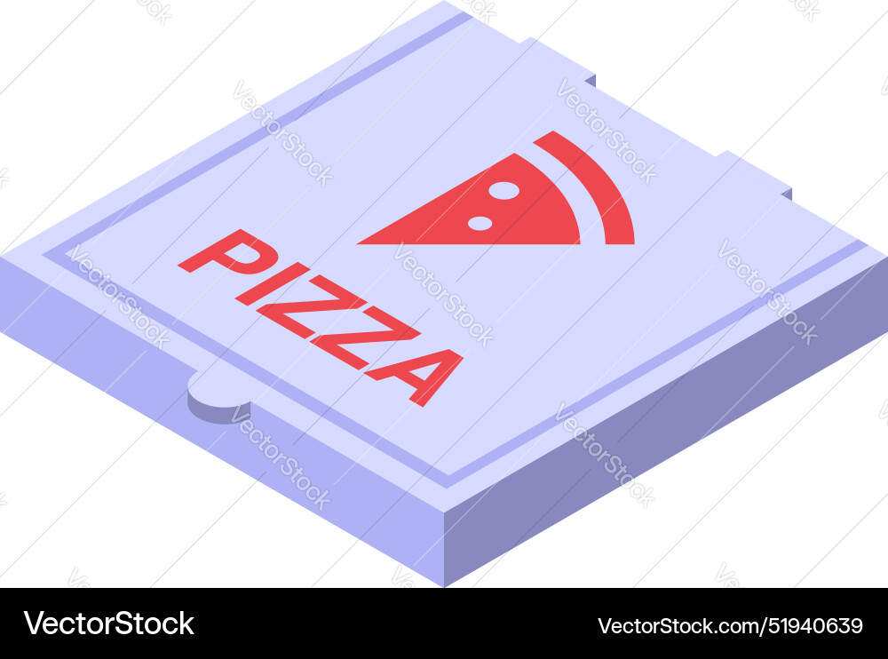 Closed cardboard pizza box with logo isometric Vector Image