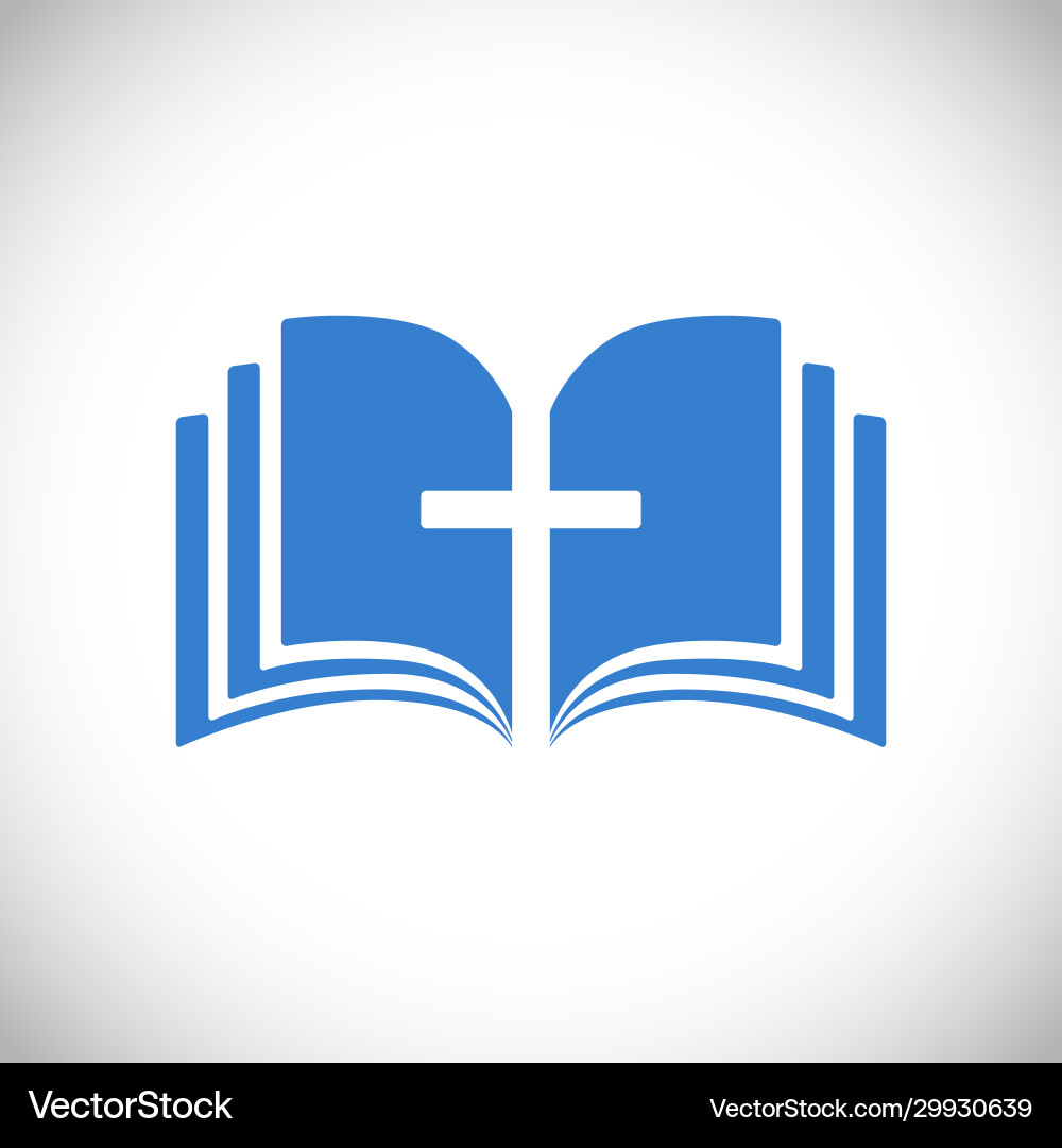 Cross book pages blue cut out icon concept Vector Image