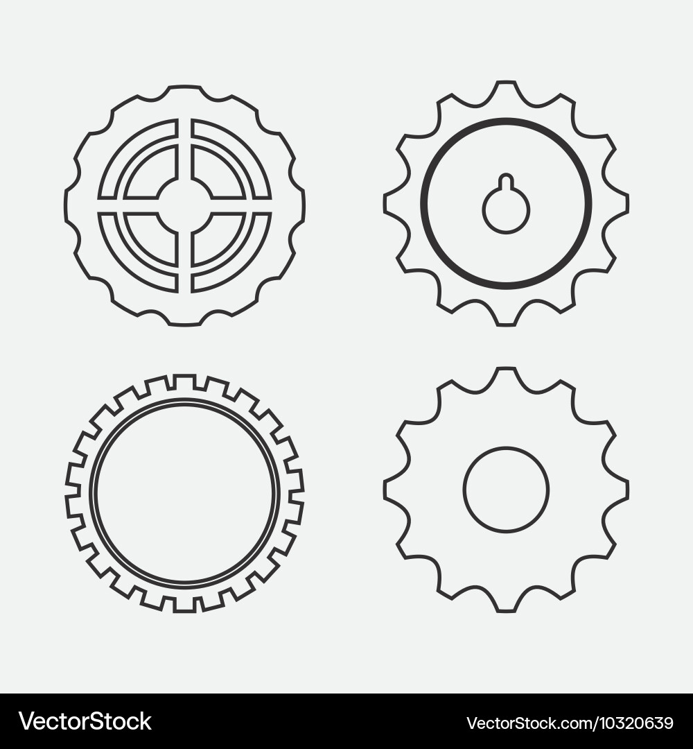 Gear white cog machine part set design Royalty Free Vector