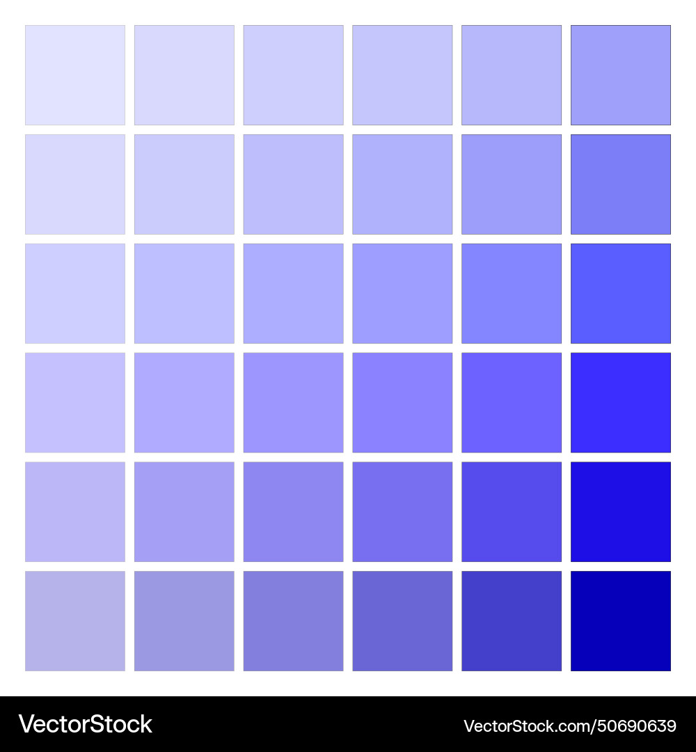 Gradient of blue squares color palette Royalty Free Vector