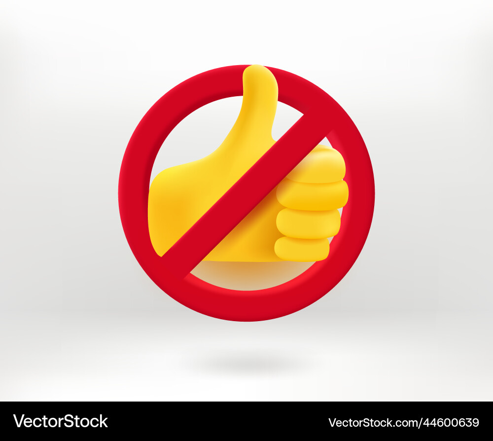 Not good concept with thumbs up icon 3d Royalty Free Vector