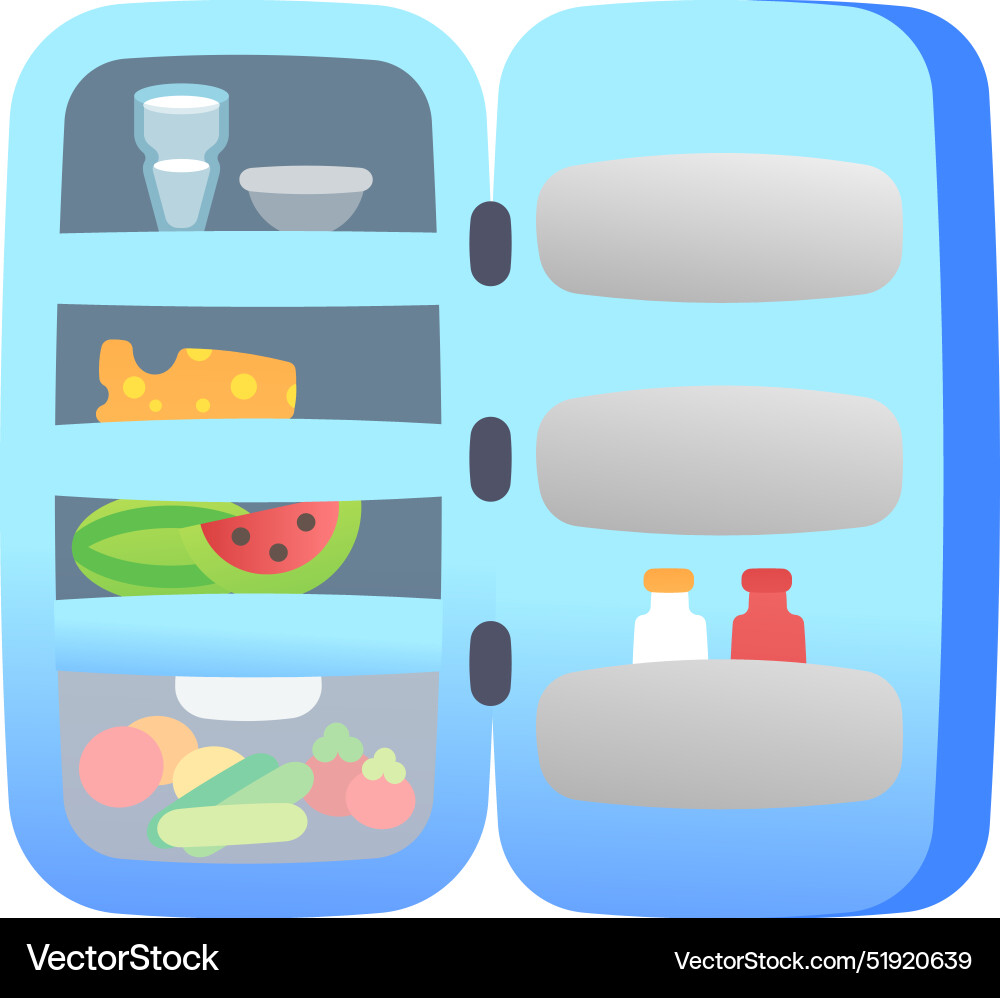 Open fridge Royalty Free Vector Image - VectorStock