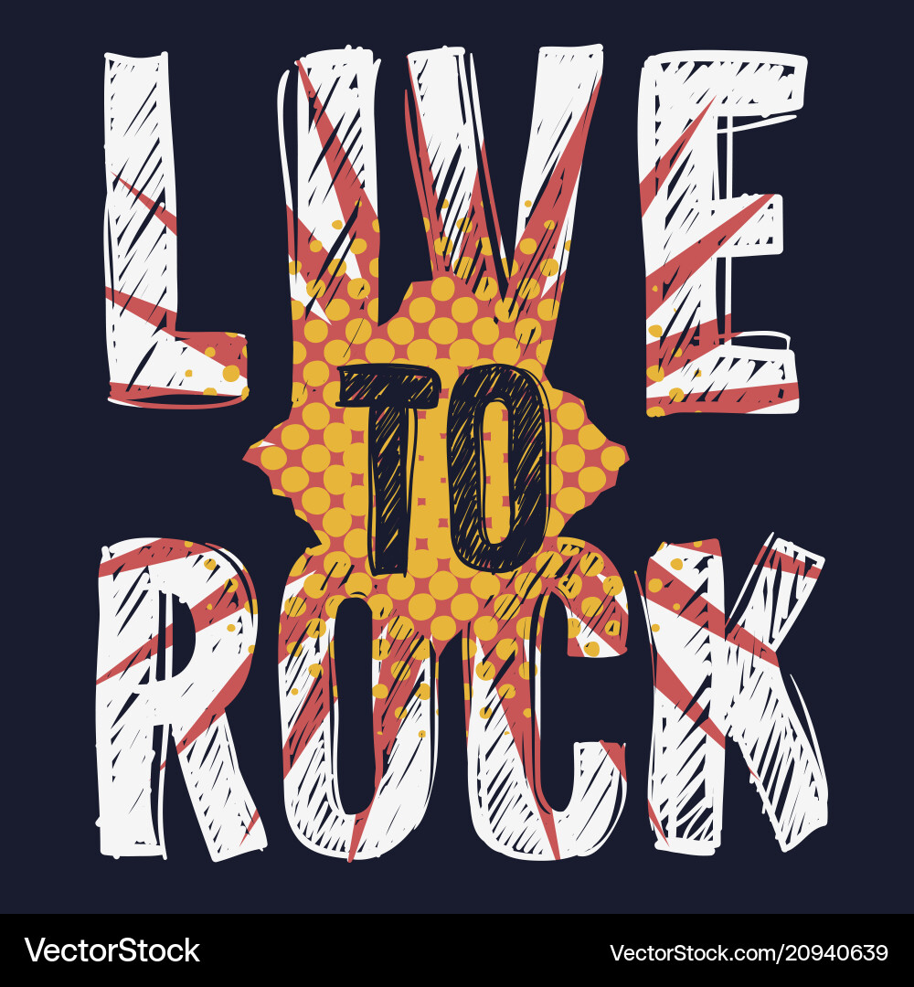 Rock type design with scribbled letter Royalty Free Vector
