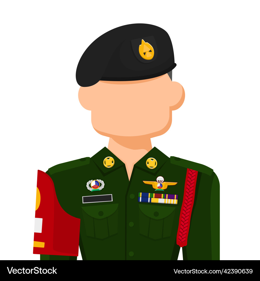Thailand security guard in simple flat Royalty Free Vector