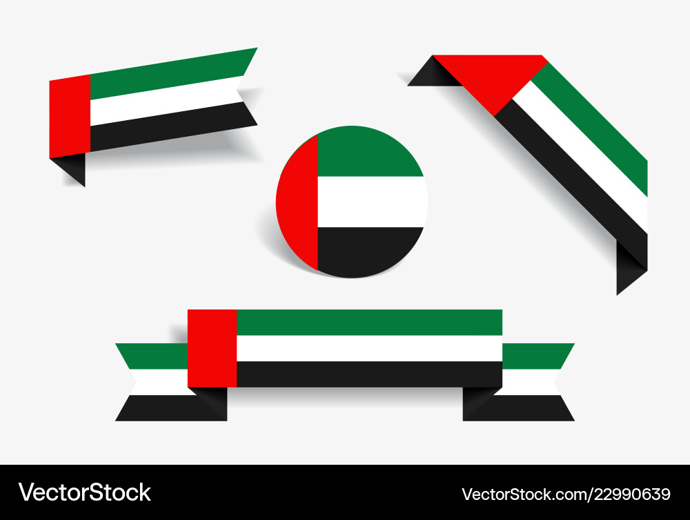 UAE Flag Stickers & Labels Royalty Free Vector Image