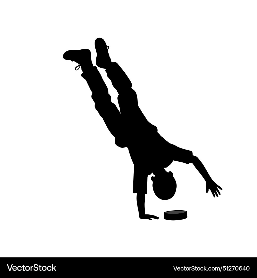 A kid does cartwheel black silhouettes isolated Vector Image