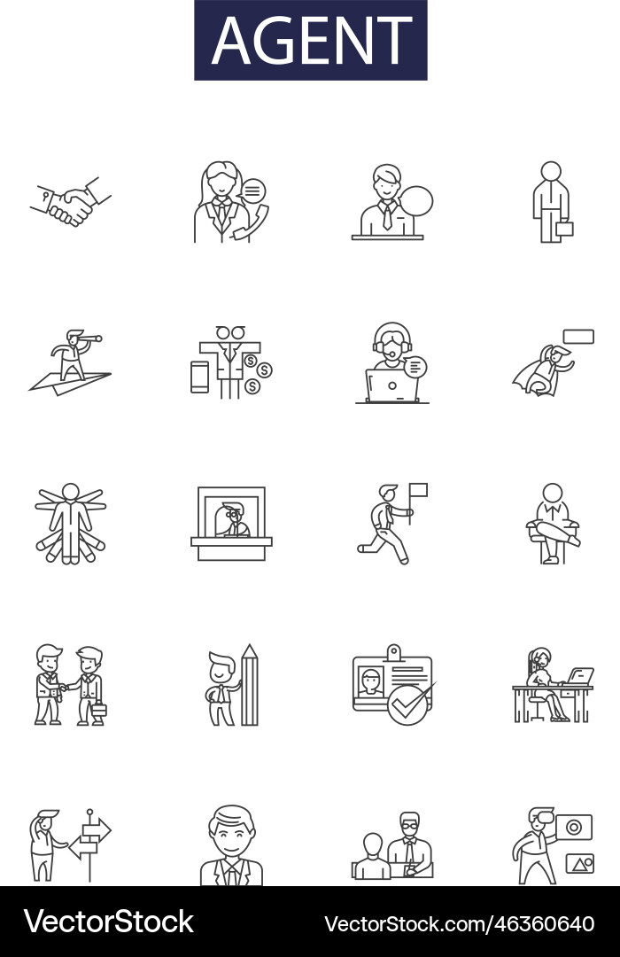 Agent line icons and signs broker handler Vector Image