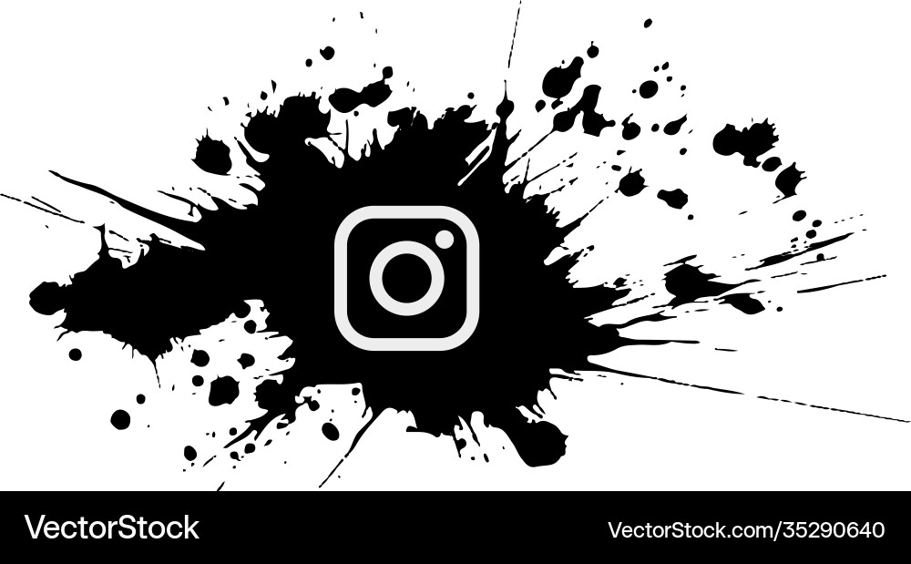 Black and White Splash Instagram Logo Royalty Free Vector