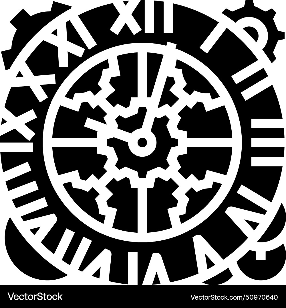 Clock steampunk vintage glyph icon Royalty Free Vector Image