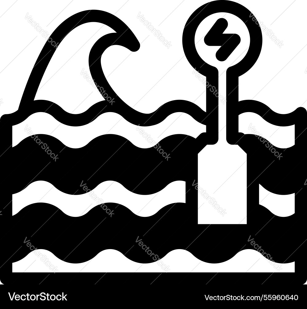 Icon semi solid wave energy renewable energy Vector Image
