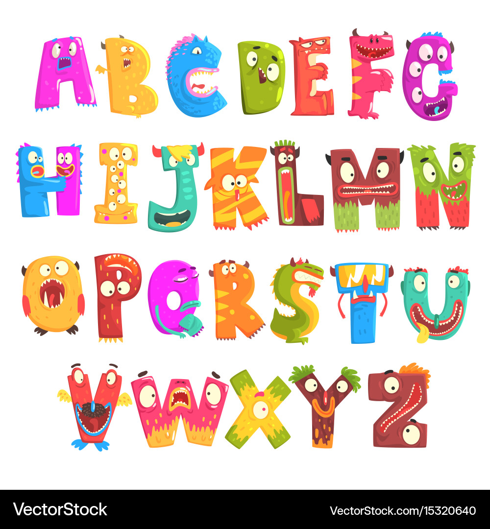 Kids Alphabet Monster Learning Royalty Free Vector Image
