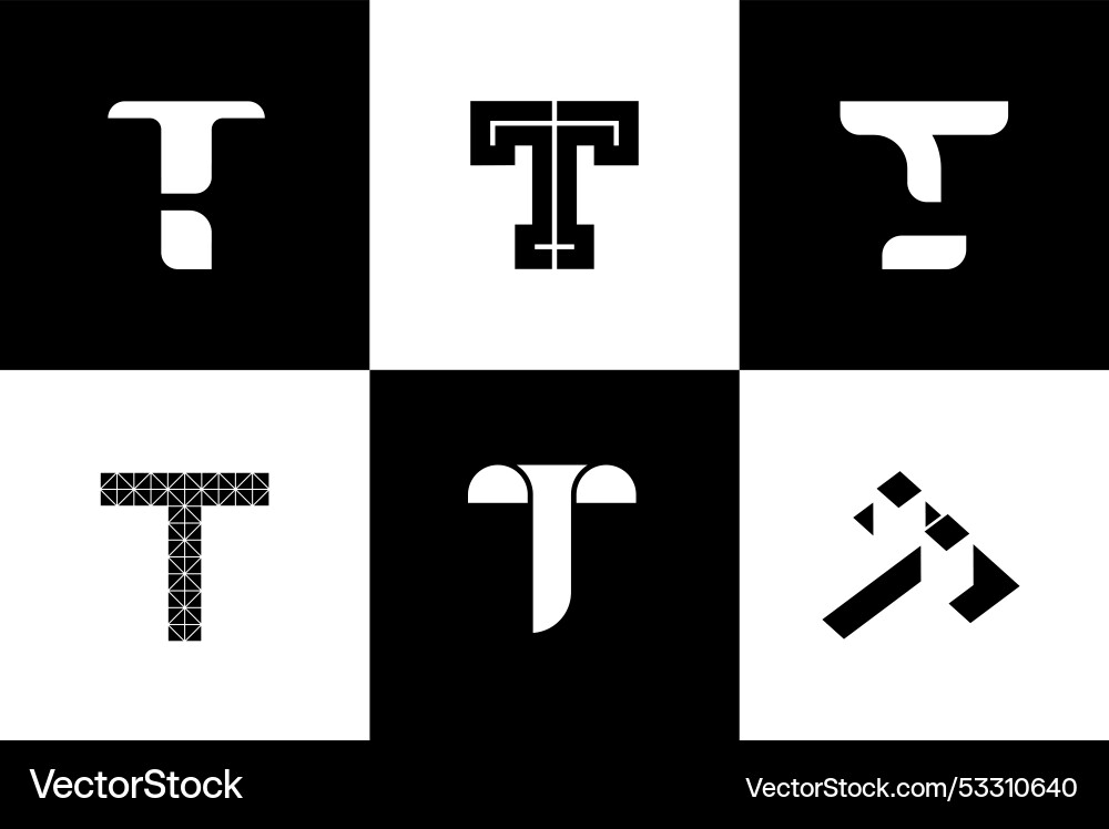Letter t fonts and logo design Royalty Free Vector Image