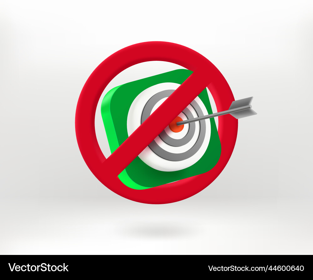 No darts concept with target icon 3d Royalty Free Vector