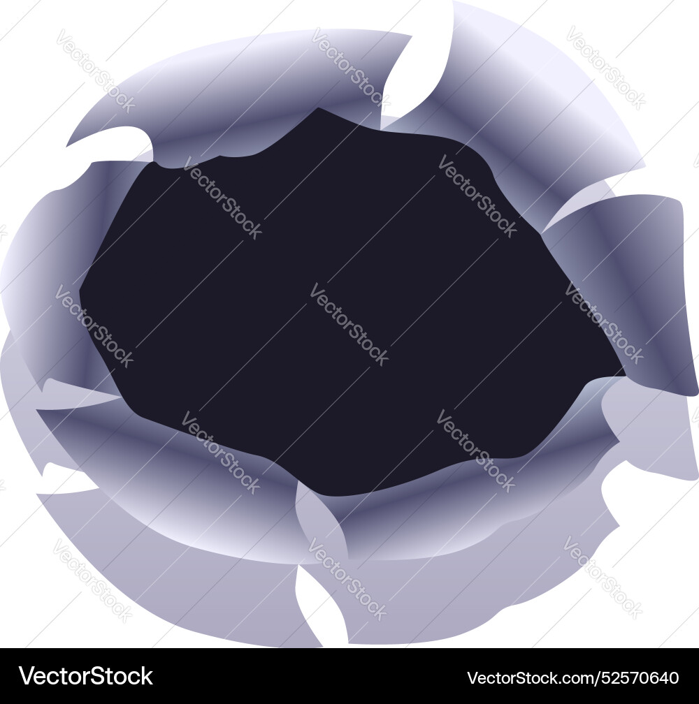 Round hole in white paper with torn edges Vector Image