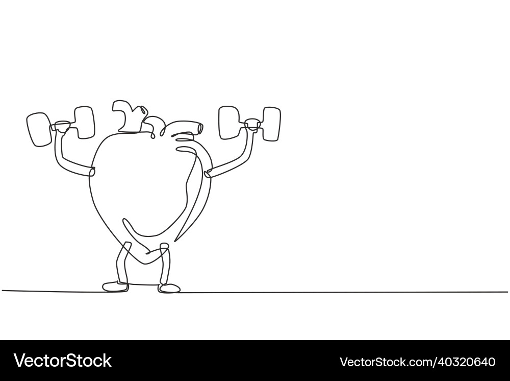 Single one line drawing cute happy healthy Vector Image