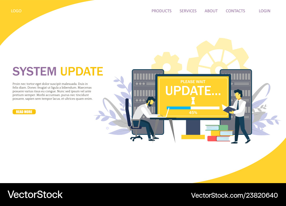System update website landing page design Vector Image