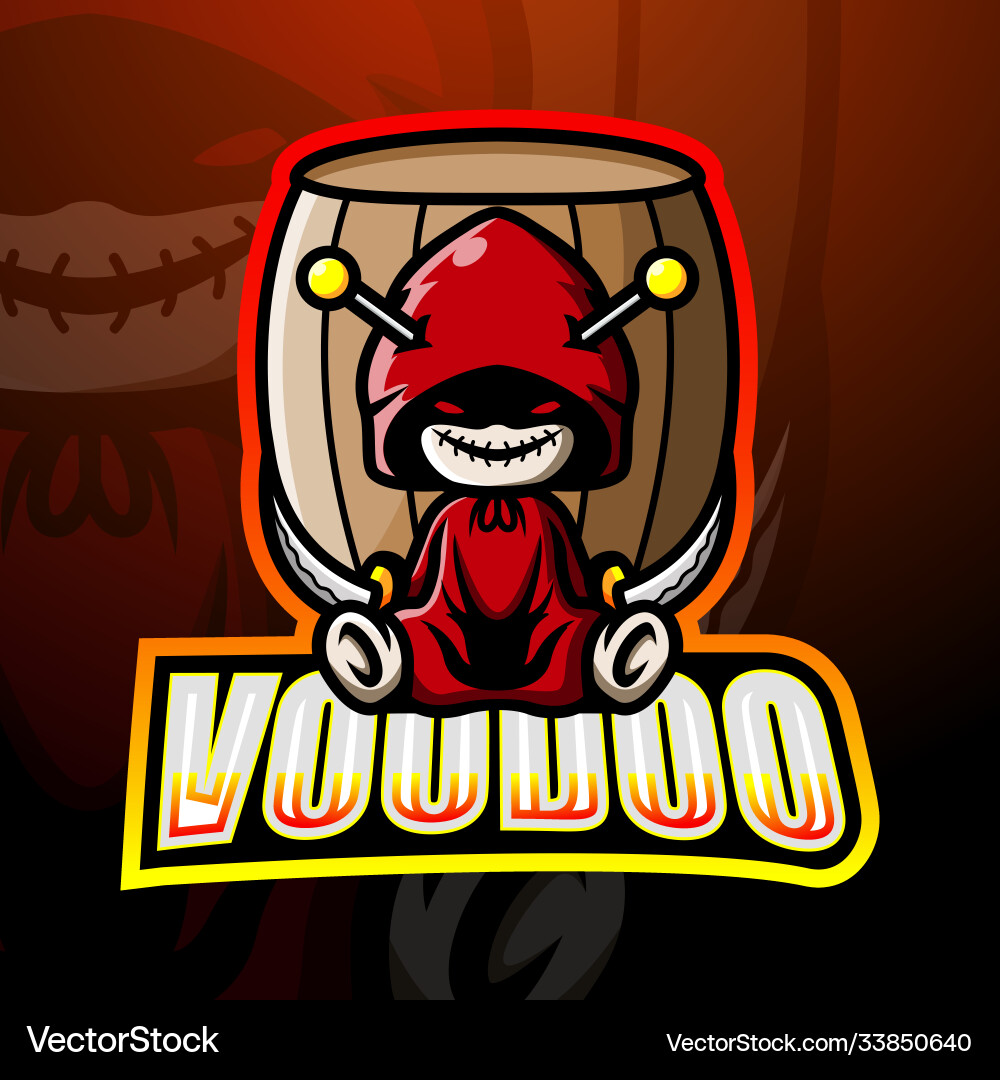 Voodoo mascot esport logo design Royalty Free Vector Image