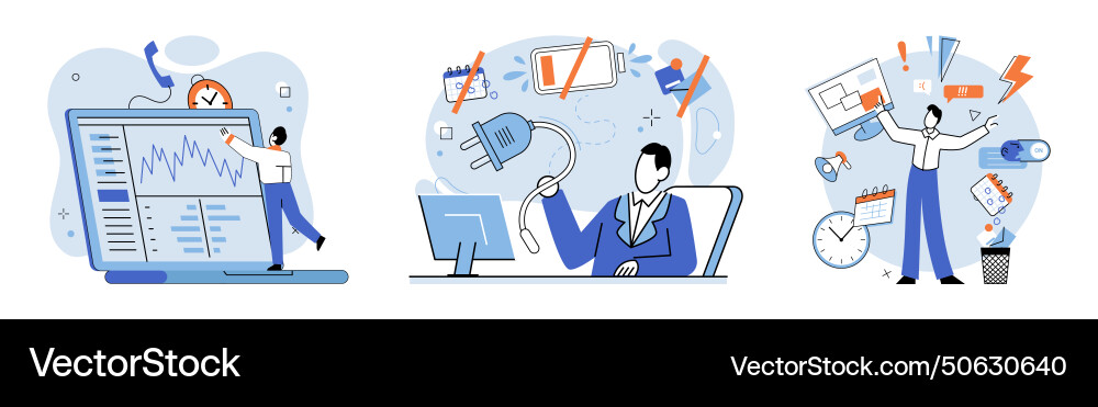 Working hard overworking and neglecting self care Vector Image