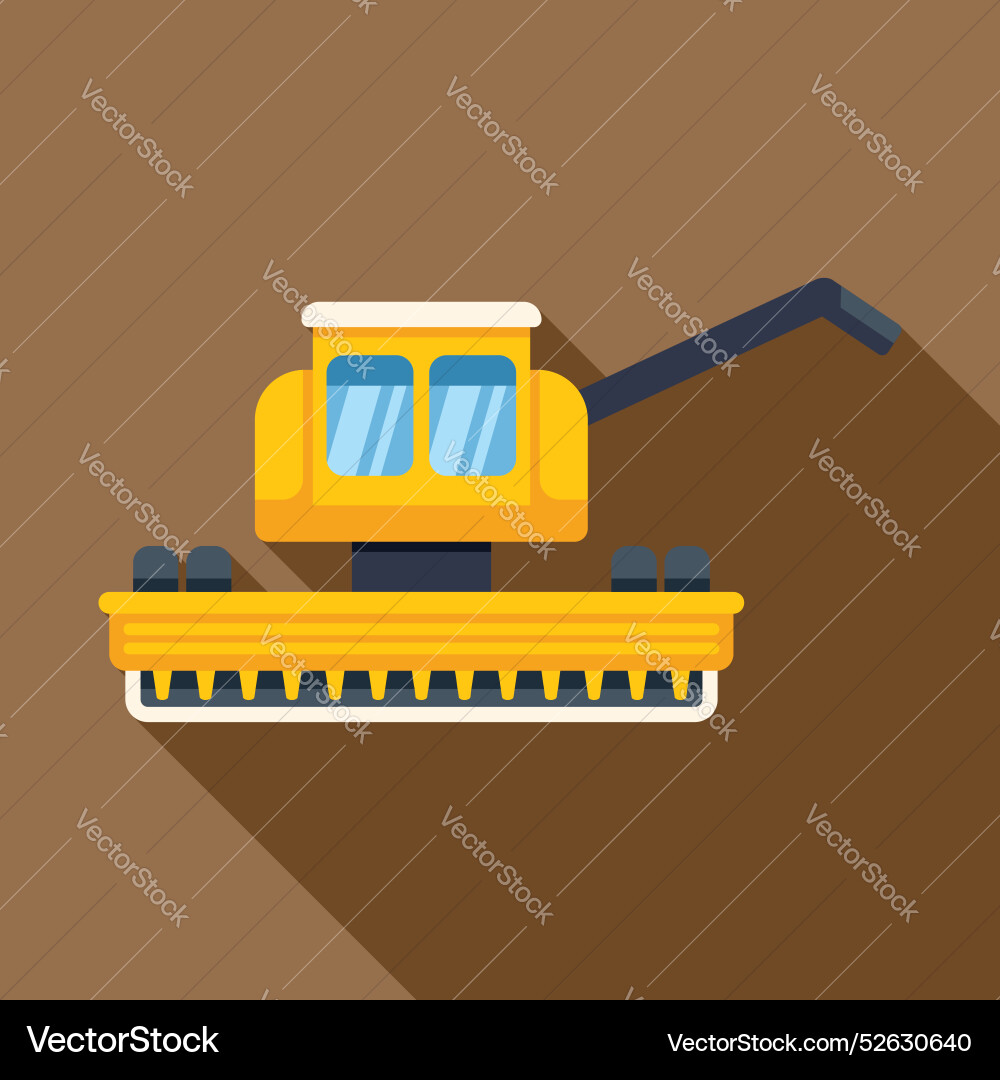 Yellow combine harvester working in field Vector Image