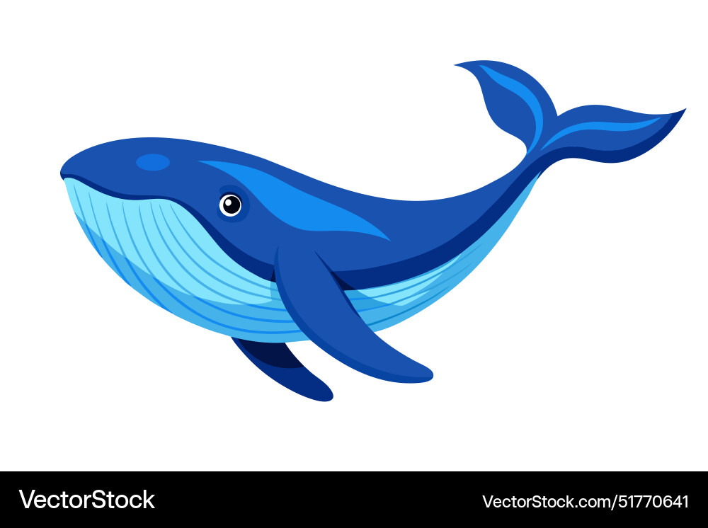 Blue whale flat animal pro style Royalty Free Vector Image