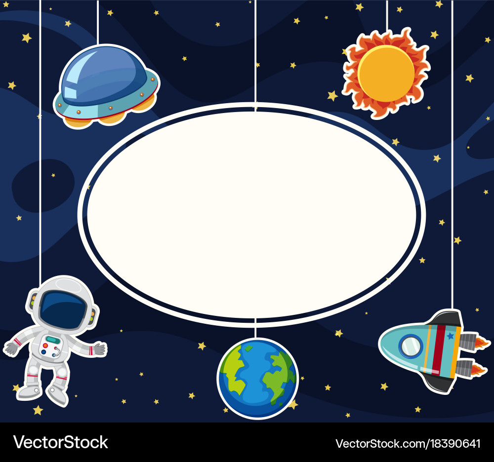 Border template with astronaut in space Royalty Free Vector