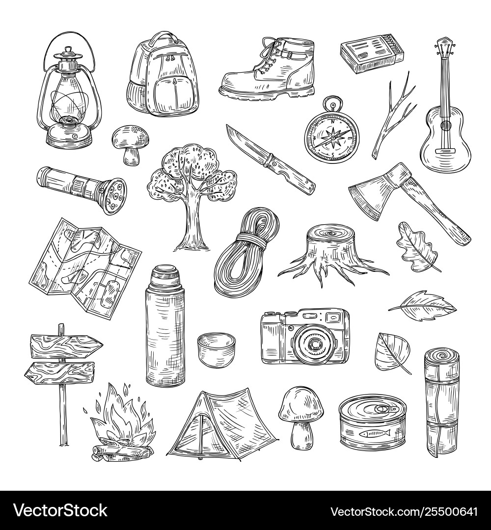 Camping Adventure Doodle Royalty Free Vector Image