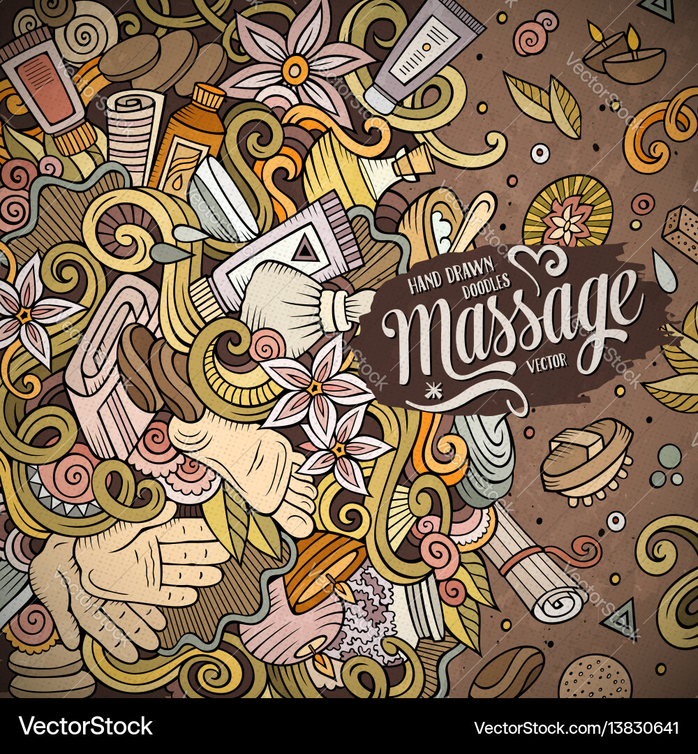 Cartoon niedliche Doodles Massagerahmen Lizenzfreier Vektor