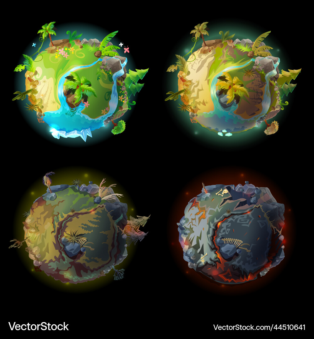 Cartoon planet evolution game design set Vector Image