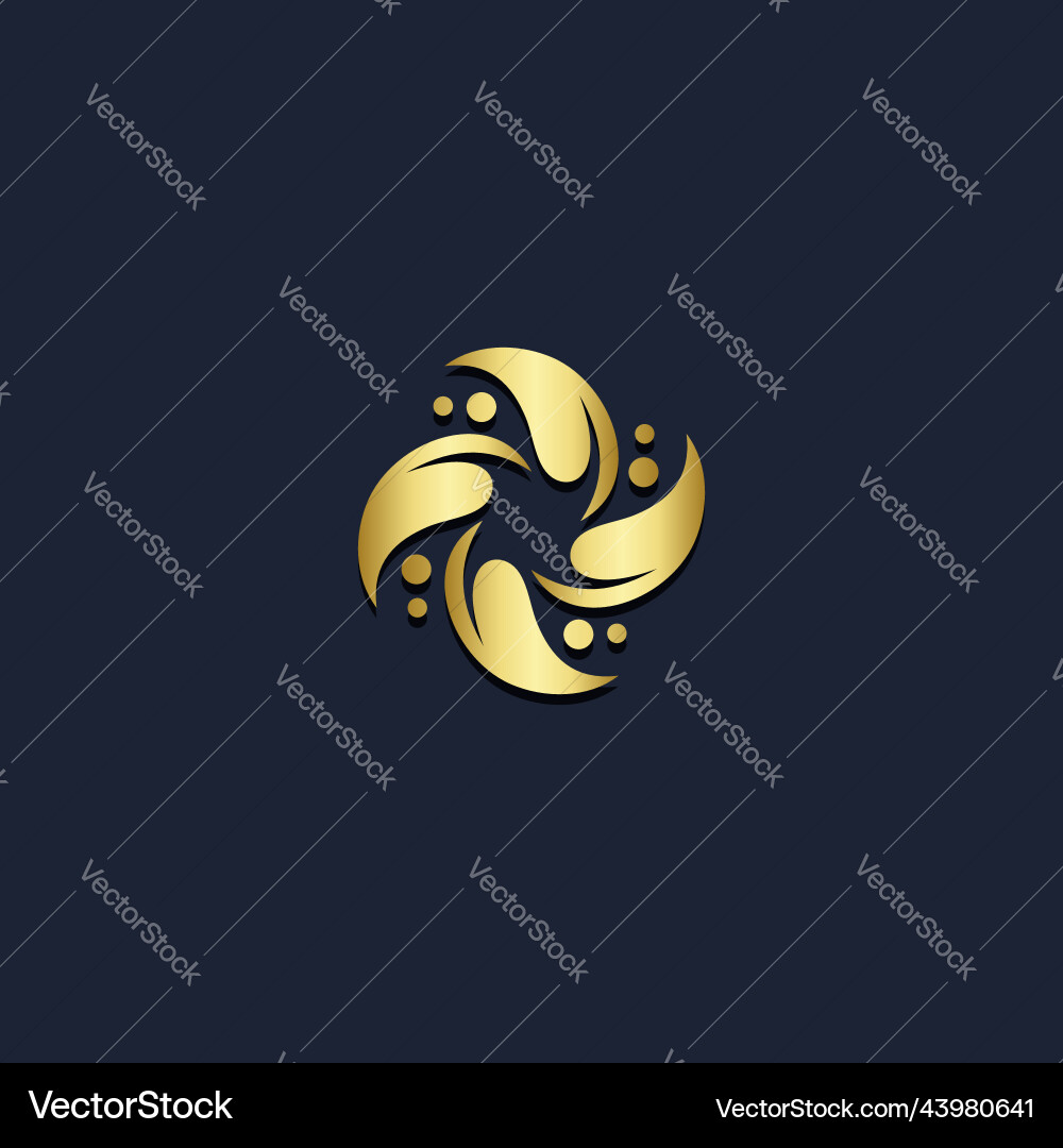 Circle leaf gold logo Royalty Free Vector Image