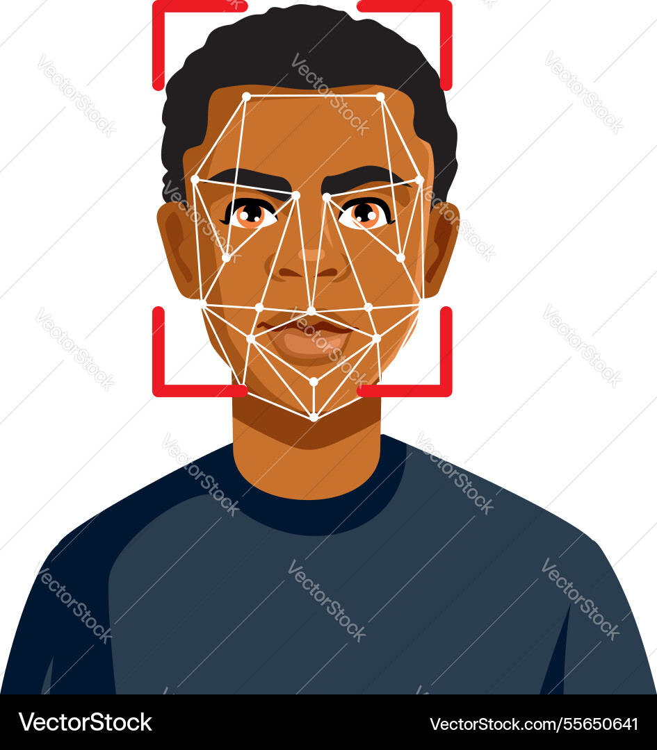 Facial recognition with checkmark signs concept Vector Image