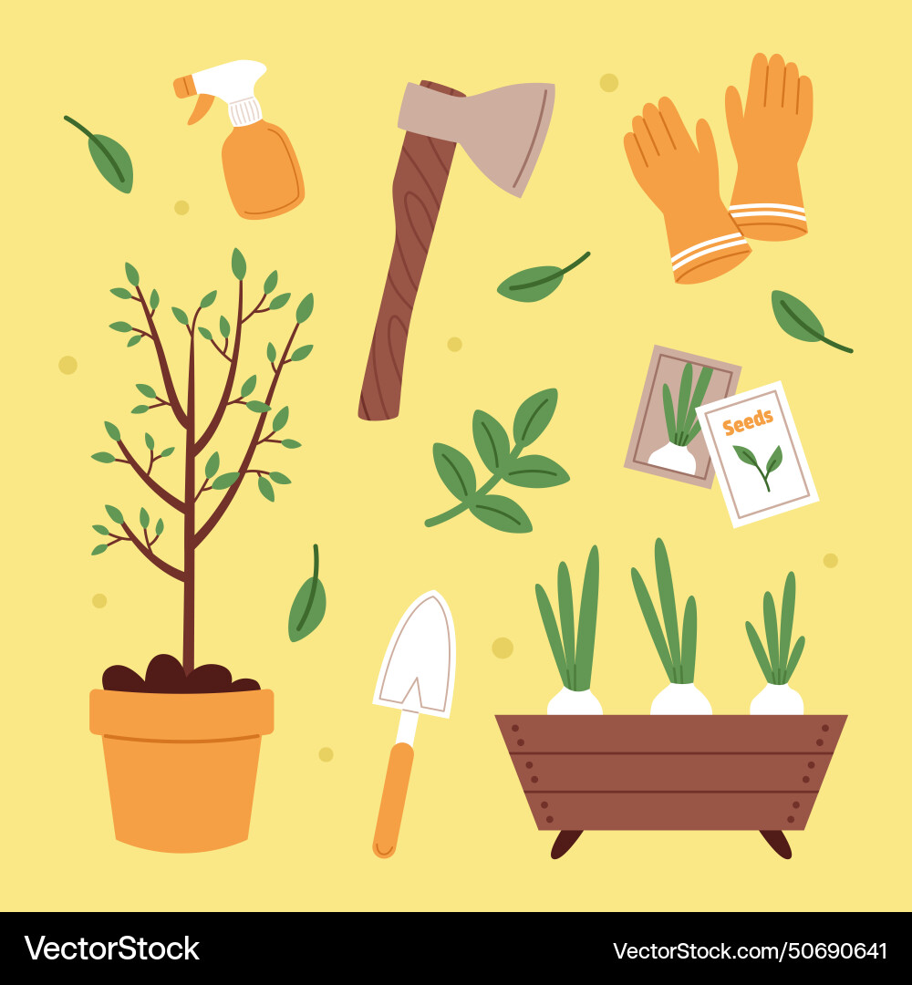 Gardening set Royalty Free Vector Image - VectorStock