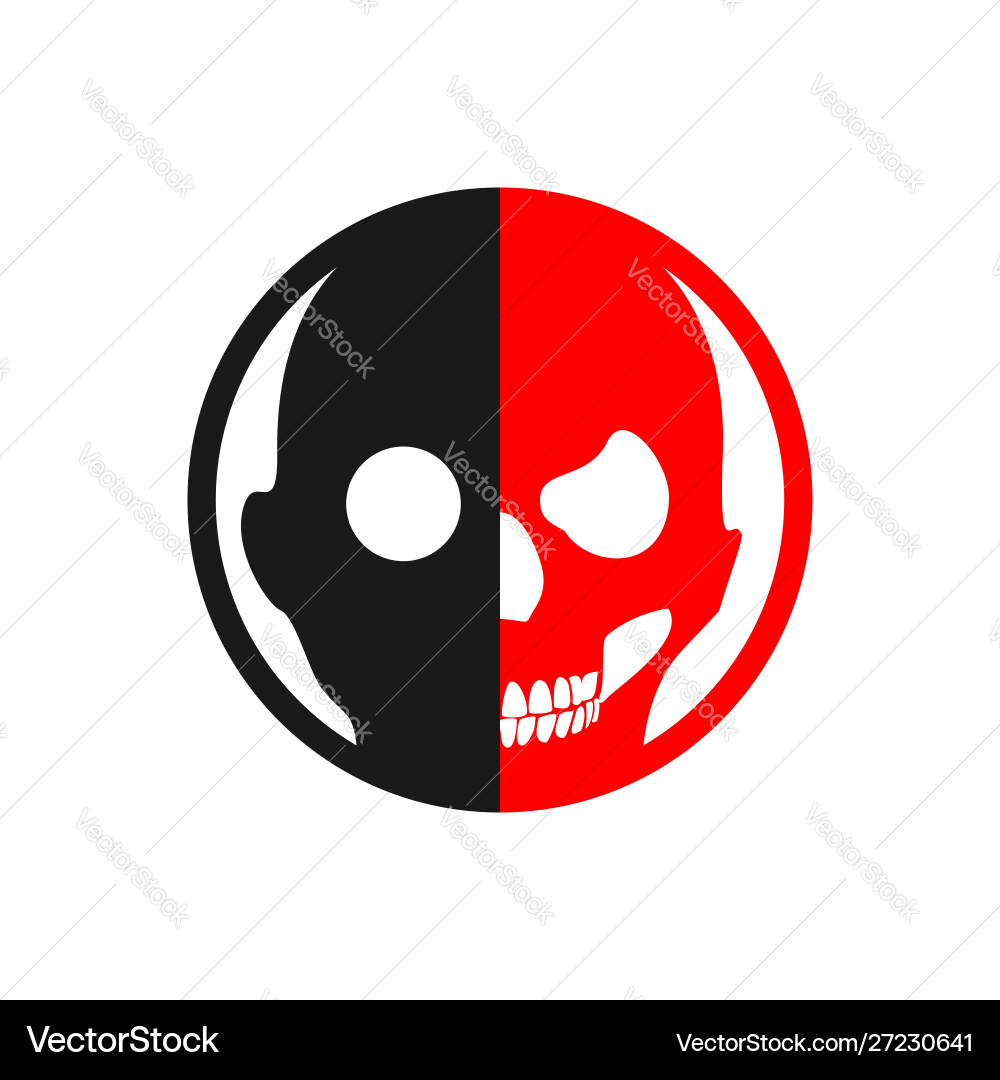 Half face halloween skull symbol design Royalty Free Vector