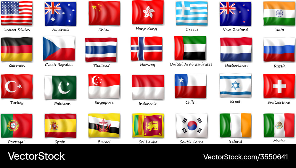 Internatinal flags Royalty Free Vector Image - VectorStock