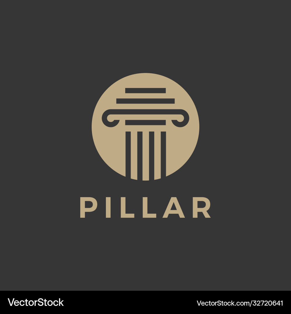 Law Pillar Logo Icon - Justice & Order Vector Image