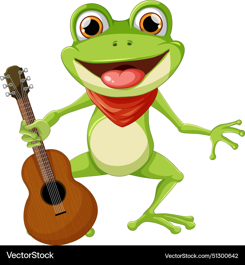 A Happy Frog With Guitar Royalty Free Vector Image