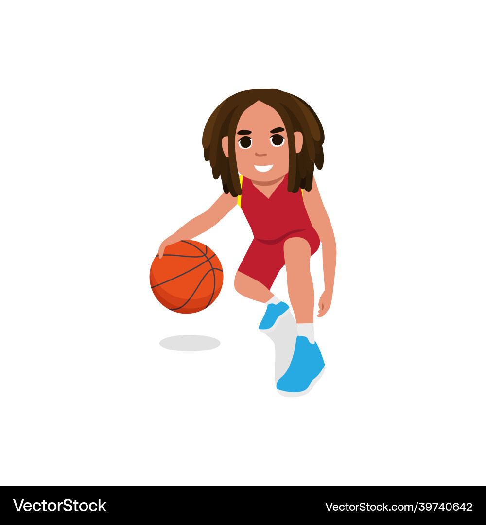 Basketball player child set poses leads t Vector Image