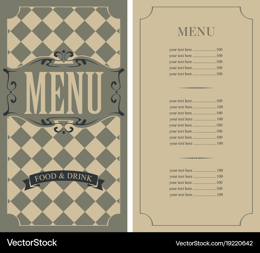 Checkered menu for restaurant with price list Vector Image