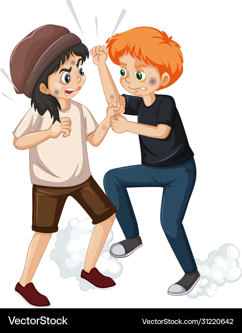 Domestic violence scene with people fighting Vector Image
