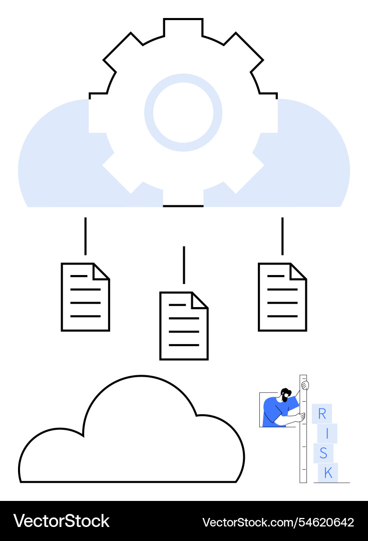 Gear and cloud connectivity with document Vector Image